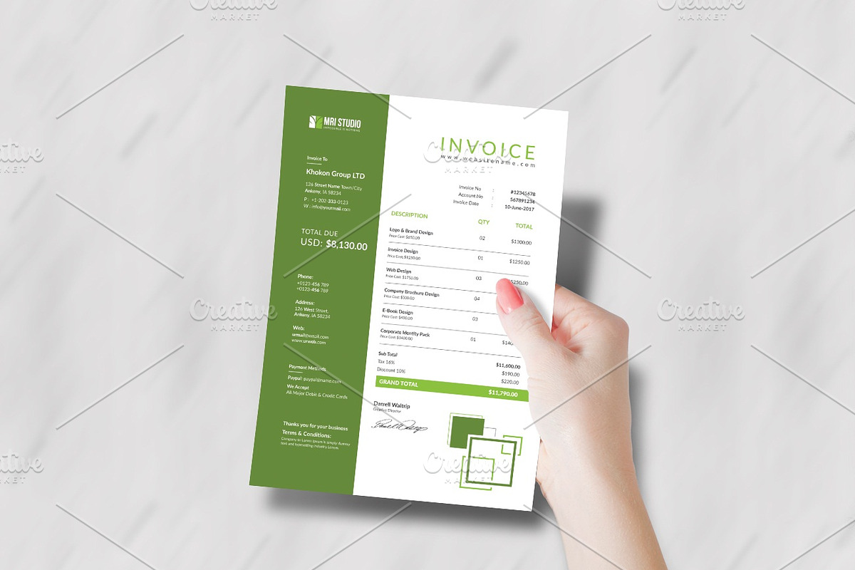 Creative Invoice Template, a Stationery Template by MRI STUDIO