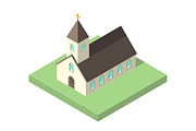 Beautiful small isometric church, an Illustration by inimalGraphic