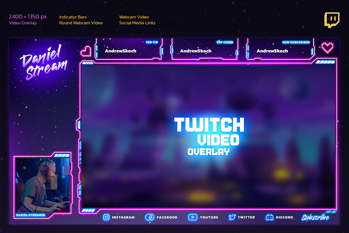 Twitch Gaming Kit, a Social Media Template by Andrew Skoch Design