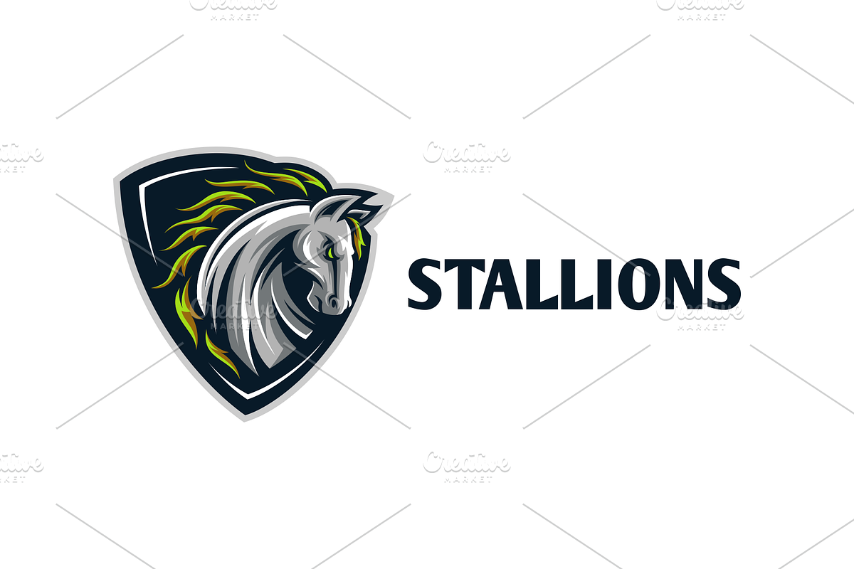 Stallions Logo, a Branding & Logo Template by VectorCrow | Creative Market
