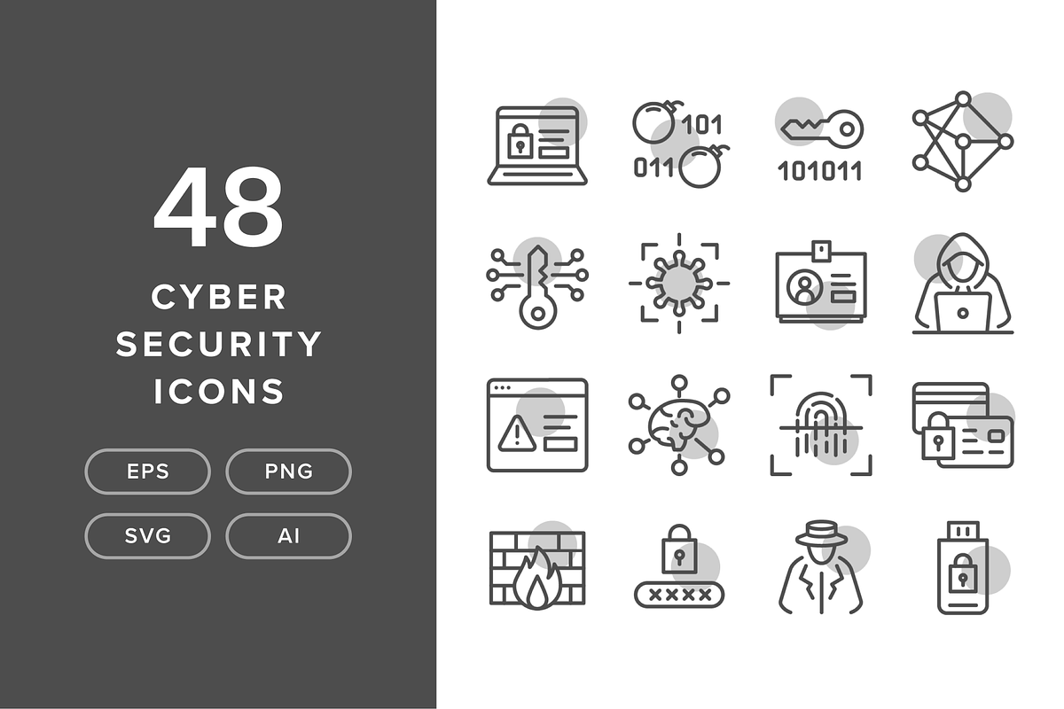 48 Cyber Security Icons