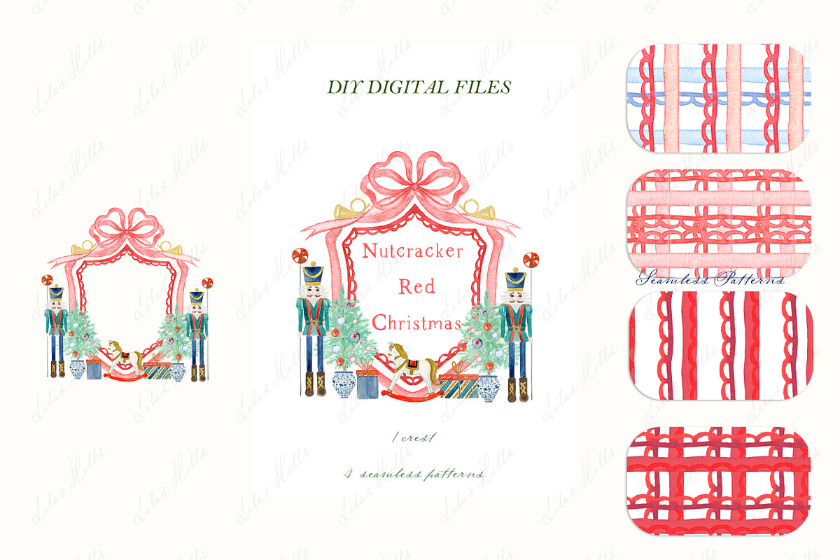 Nutcracker Red Blue Christmas Crest, an Illustration by LABFcreations