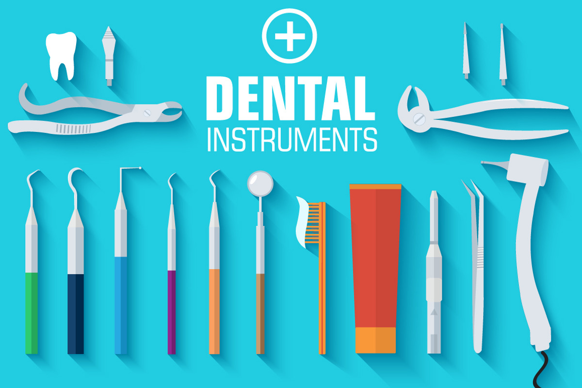 Flat medical dental instruments, a Healthcare Illustration by LineTale