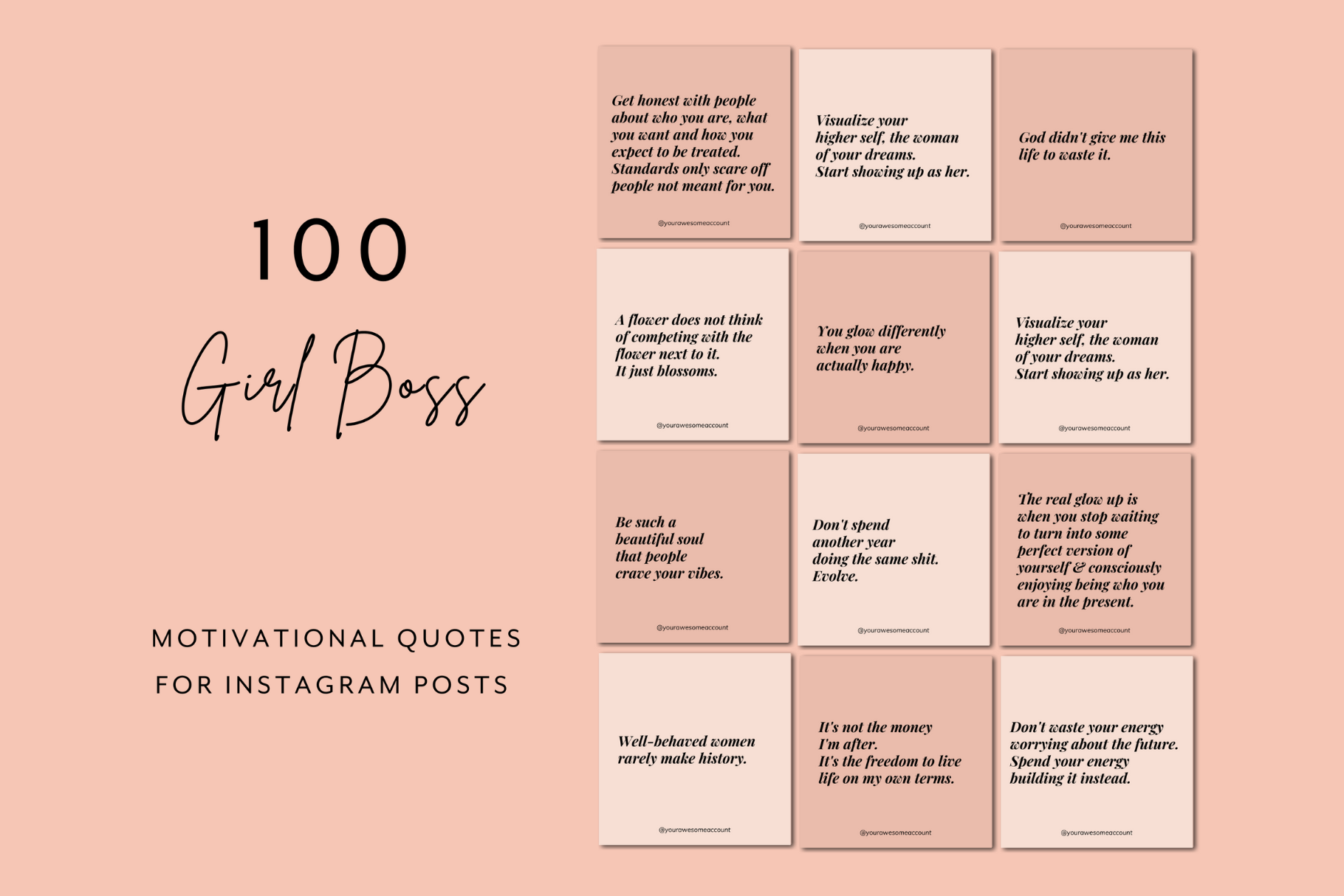 100 Instagram Boss Quotes Template, a Social Media Template by GreyScaleNY