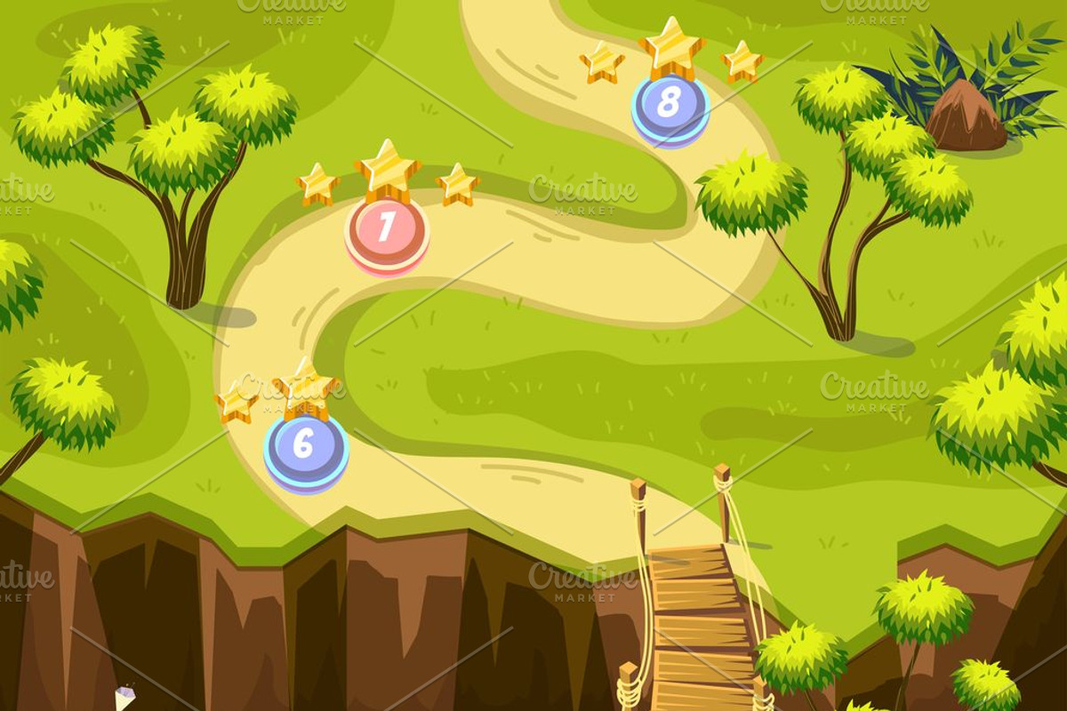 Game Level Map Set + Kit, an Illustration by 2dvillShop | Creative Market