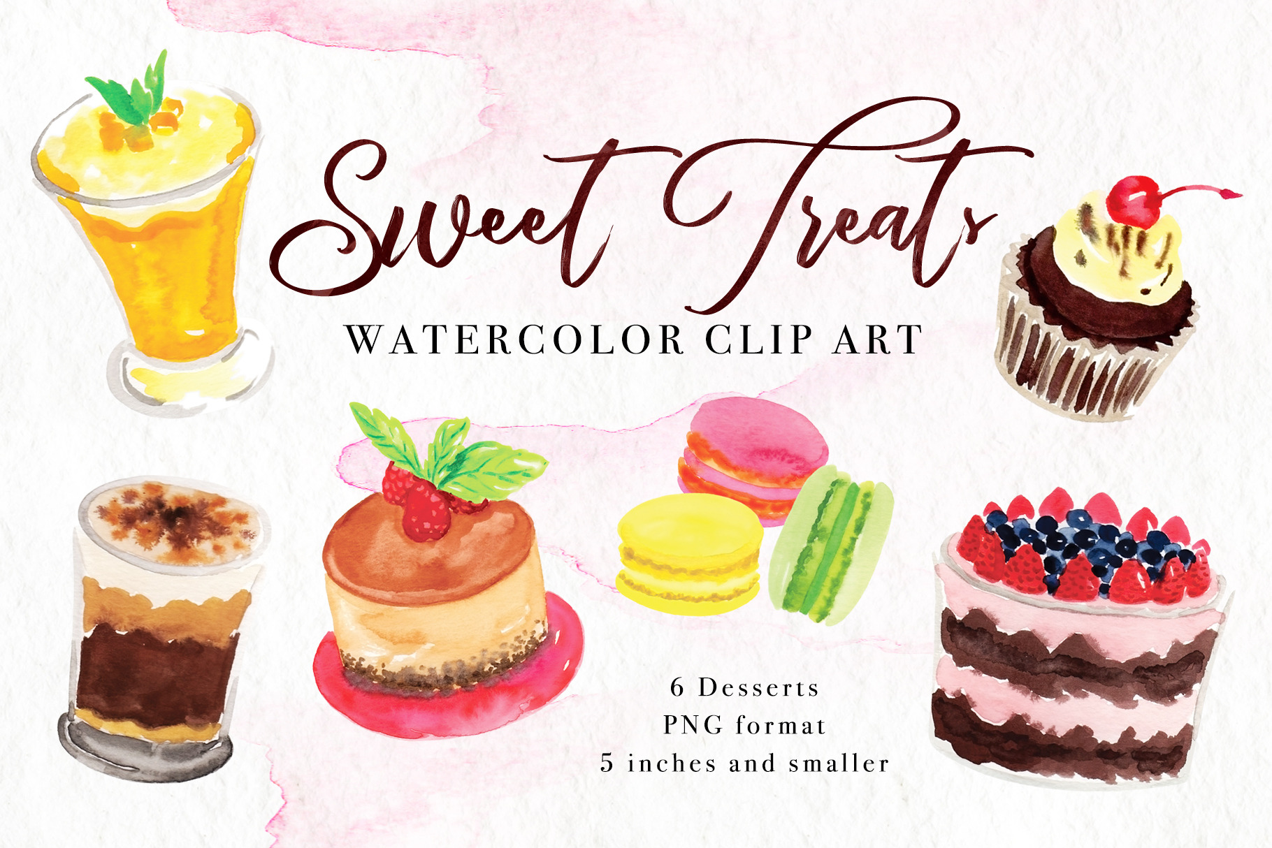 Sweet Treats Watercolor Clip Art, a Food Illustration by Art by Lin