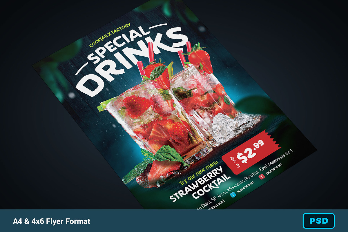 Beverage/Drink Flyer + Menu Bundle, a Flyer Template by Bornx Design