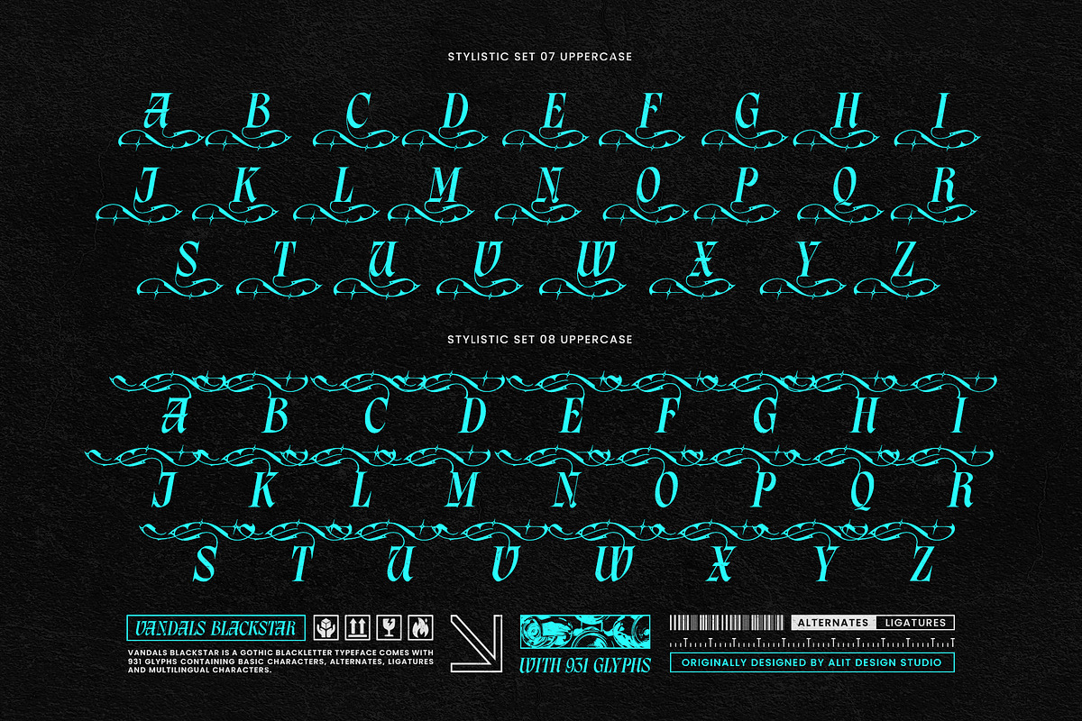 Vandals Blackstar Typeface, a Blackletter Font by alit design