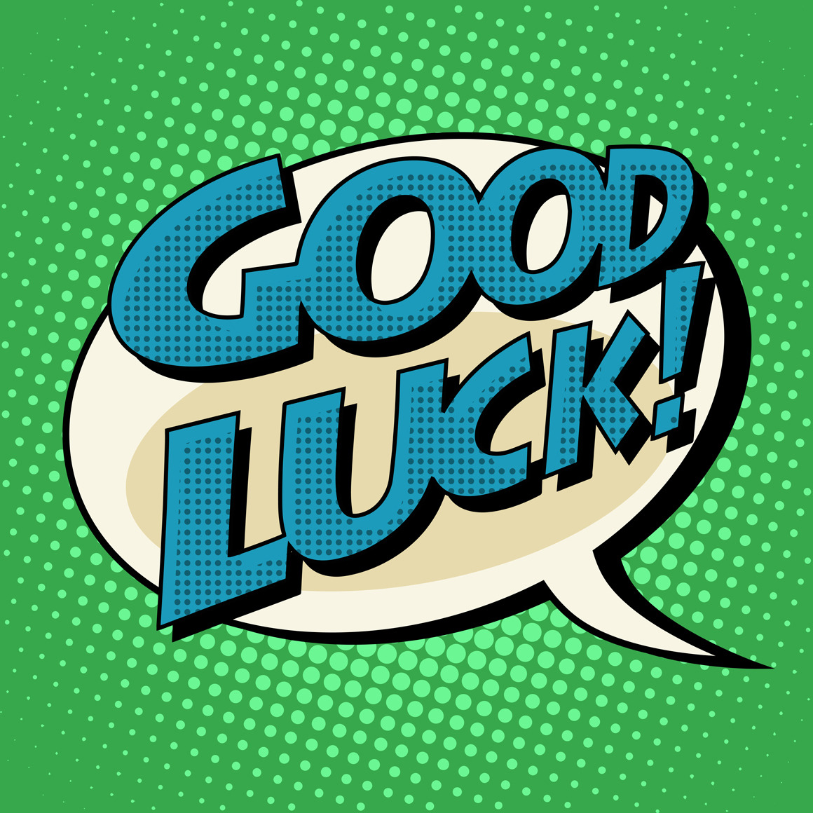 good luck retro comic bubble, an Illustration by studiostoks