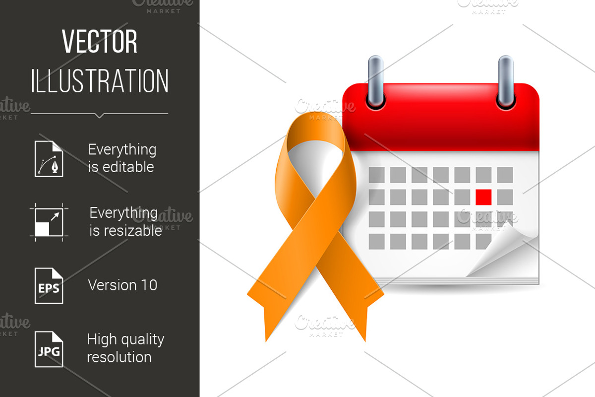 Orange awareness ribbon and calendar, a Graphic by DvargShop