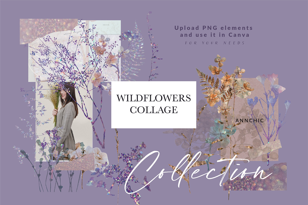 Wildflowers collage collection, a Texture Graphic by Anna Sokol