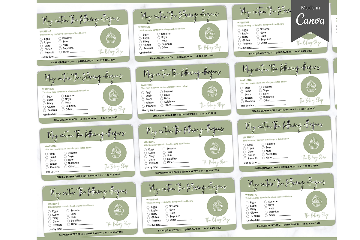 EDITABLE Food Allergy Label Template | Creative Market