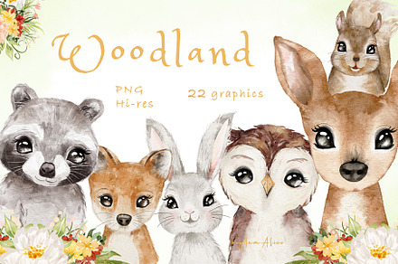 Woodland Animals Clip Art | Animal Illustrations ~ Creative Market