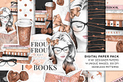Coffee & Books Paper Pack, a Pattern Graphic by Frou Fou Craft