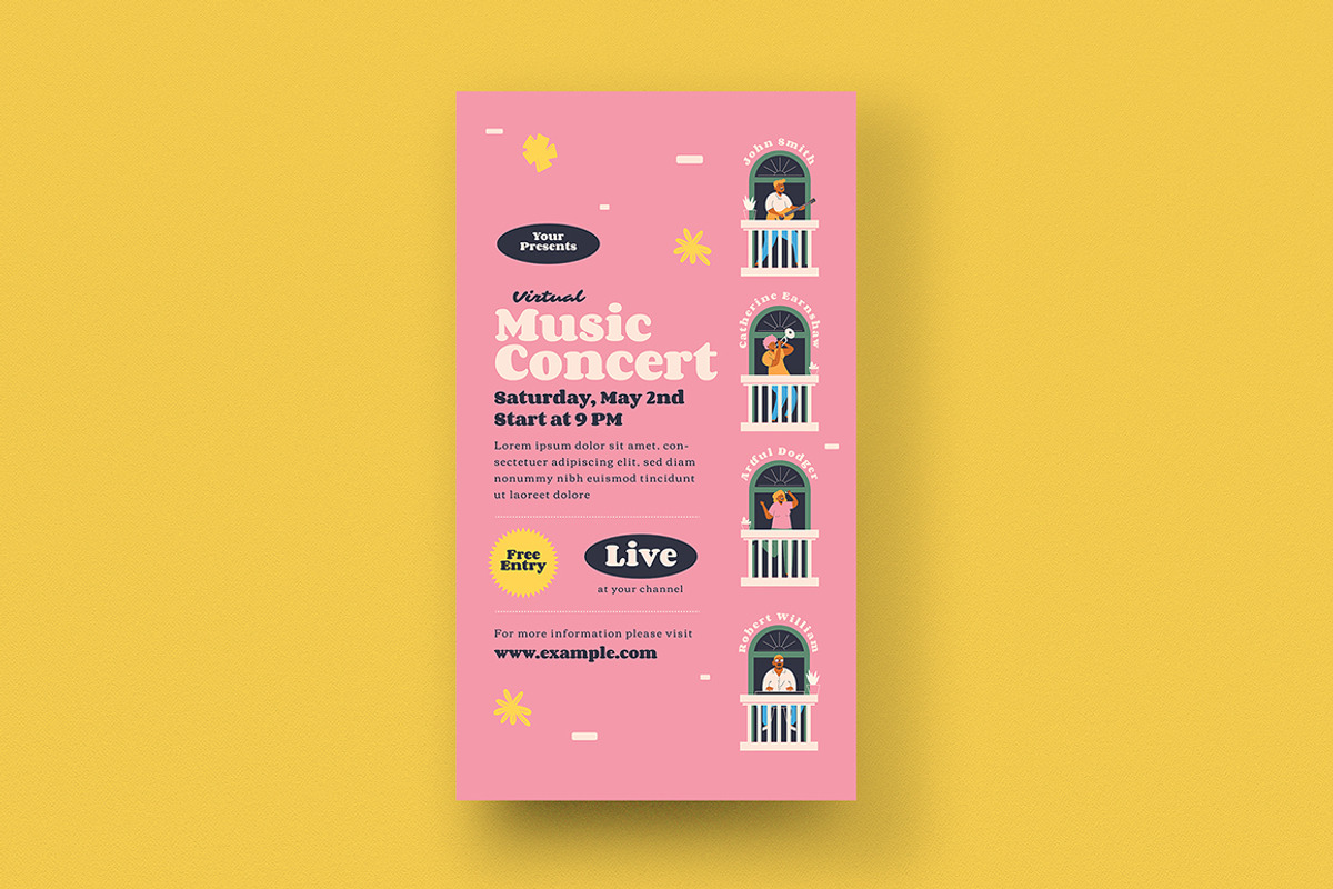 Virtual Music Concert Flyer Set, a Flyer Template by Guuver