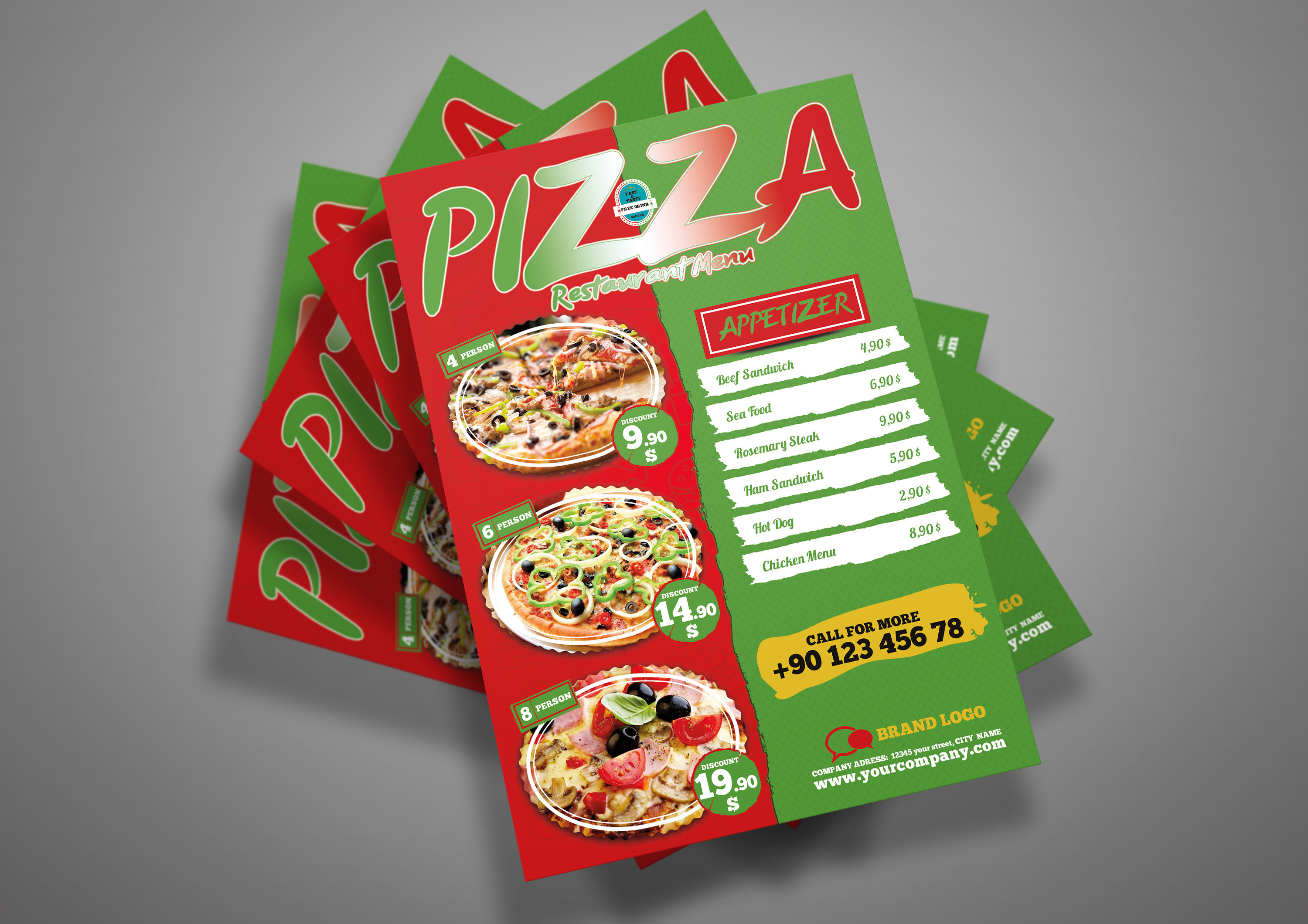 Pizza Restaurant Menu, a Flyer Template by Star Graphic Design