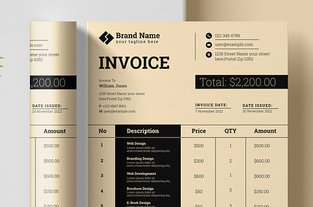 Simple HTML Invoice Template | Stationery Templates ~ Creative Market