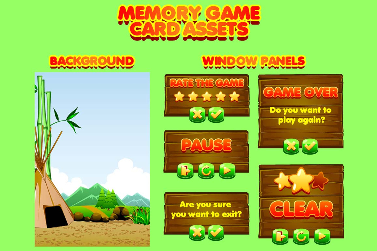 Memory Game Card Assets, an Illustration by erkoudesign | Creative Market