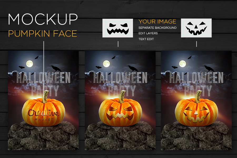 Pumpkin Face Mockup Halloween, a Product Mockup by shaman