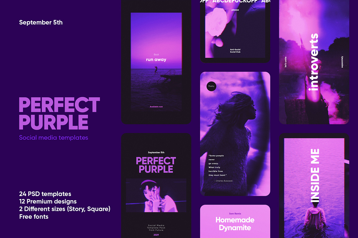Perfect Purple Social Media Kit, a Social Media Template by September 5th