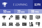 50 E Learning Glyph Icons, an Outline Icon by IconBunny
