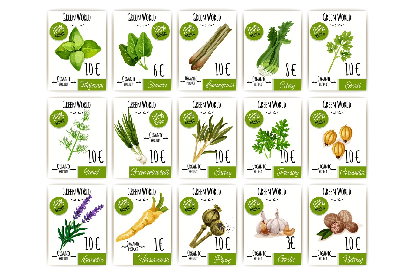 Herb and spices tag or price label set design, a Food Illustration by ...