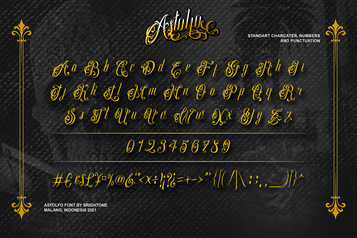 Astolfo - Tattoo Font, a Script Font by Brightone