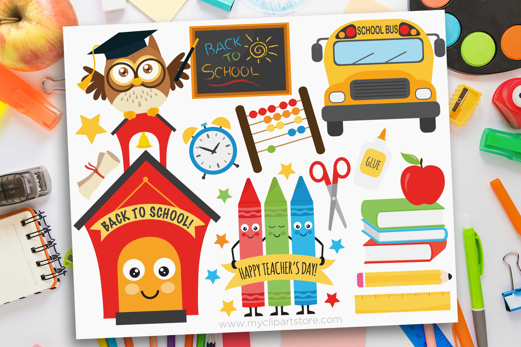 Back To School Clipart + SVG, an Education Illustration by ...