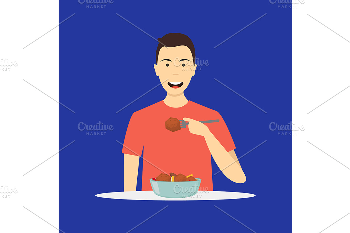 Cartoon Characters People Eating, a Food Illustration by Bigmouse_art