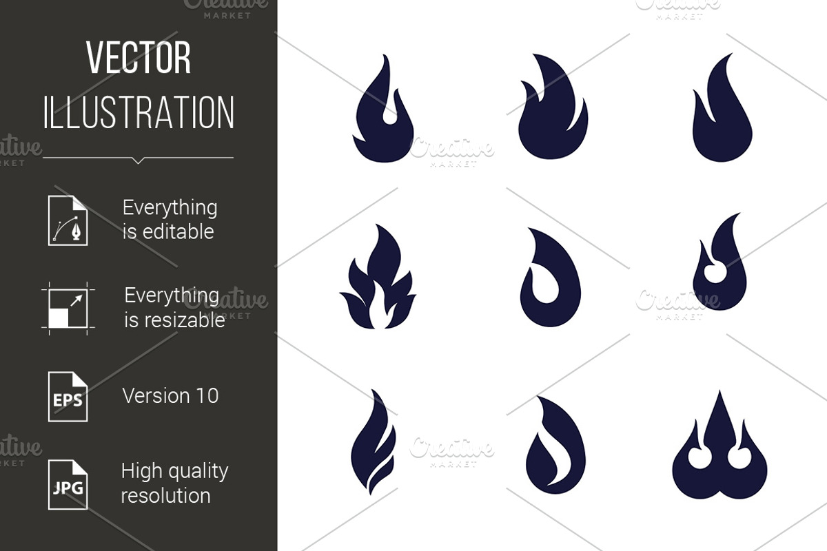 Fire Icons, a Background Graphic by DvargShop | Creative Market