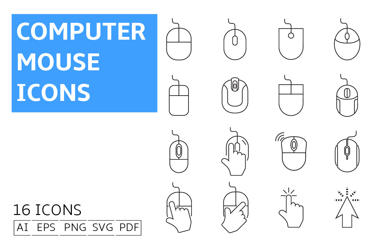 Computer Mouse Line Icons, an Outline Icon by Designfour