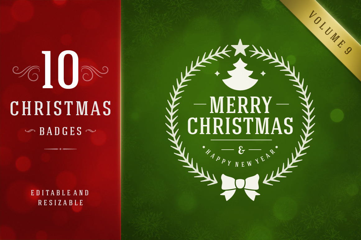 10 Christmas labels and badges, a Branding & Logo Template by Vasya Kobelev