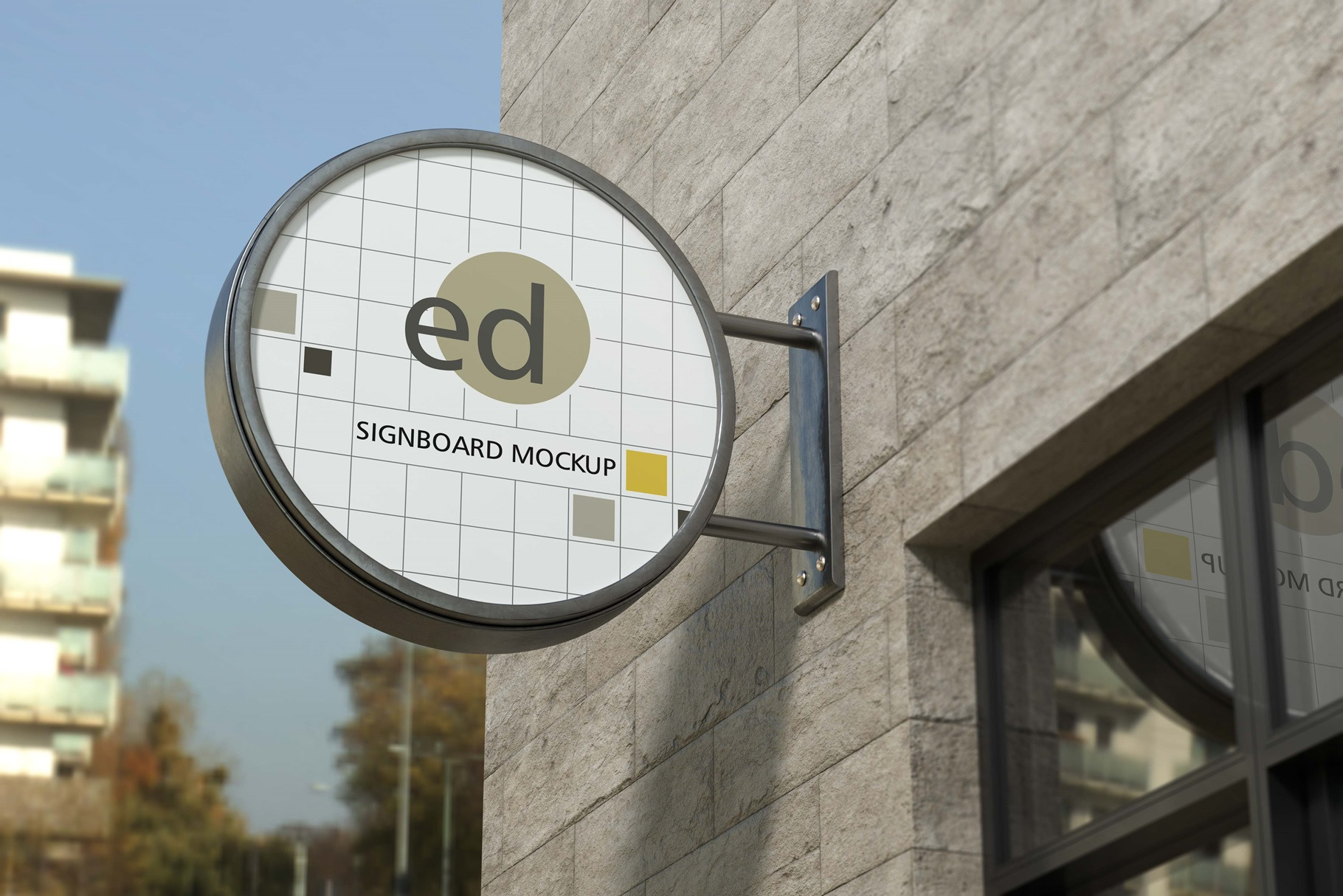 Signboard wall mockup