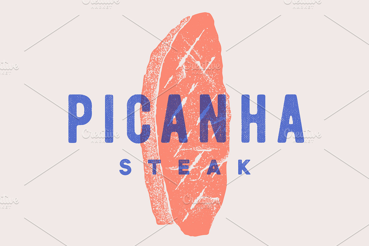 Steak, Picanha. Poster with steak, a Food Illustration by Foxys Graphic
