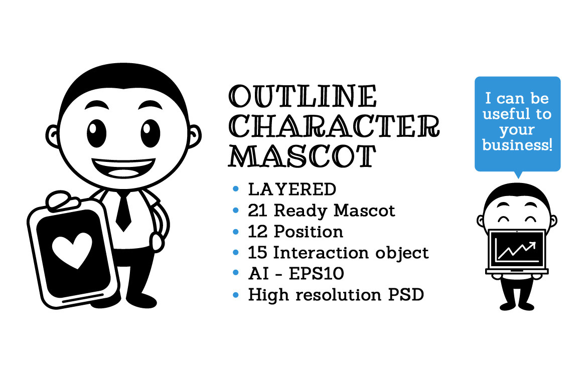 Outline Character Mascot, a Work Illustration by Manudesign