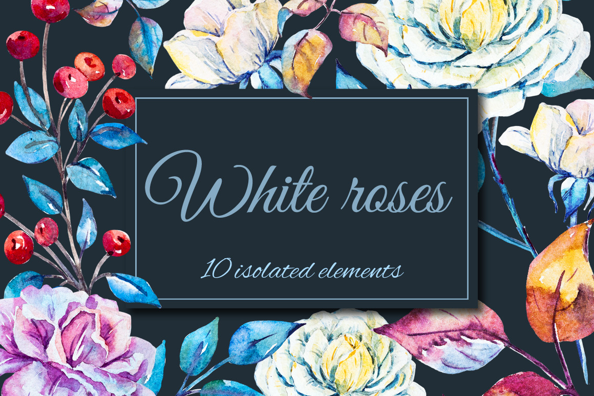 Watercolor white rose elements, an Object Graphic by Lembrik's Artworks