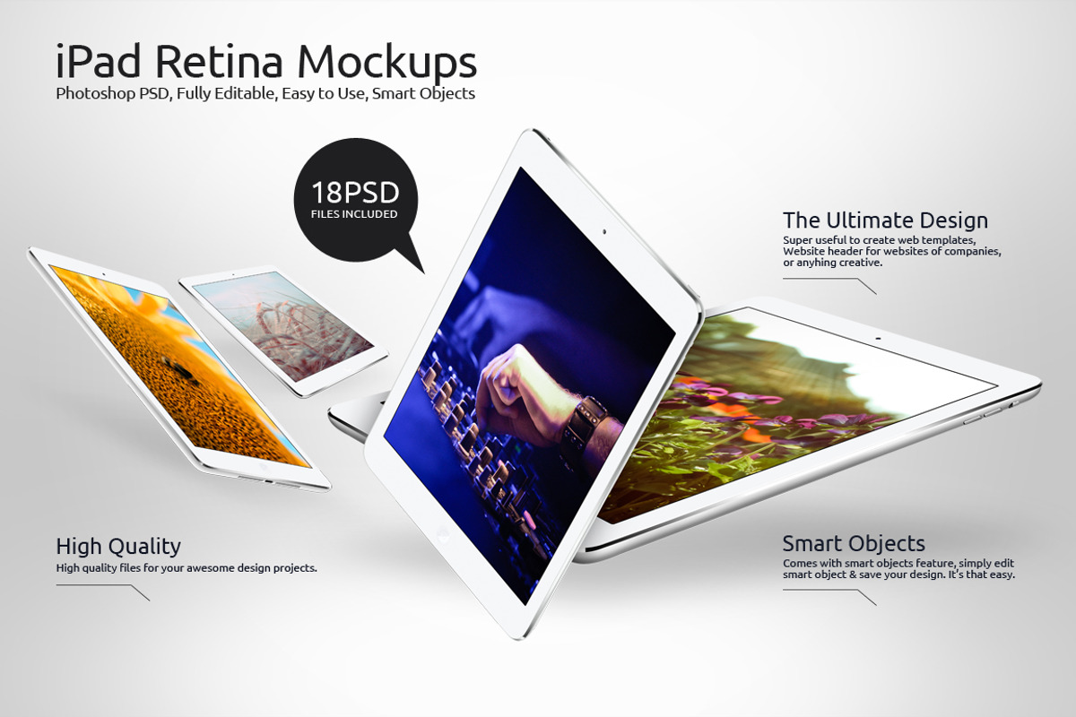 iPad Retina Mockups, an iPad Mockup by ydlabs | Creative Market