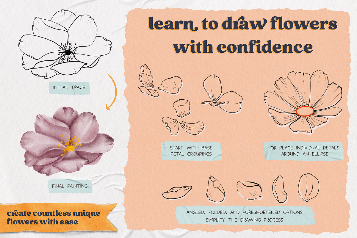 Flower Builder Kit for Procreate, a Brush Add-On by Wooly Pronto