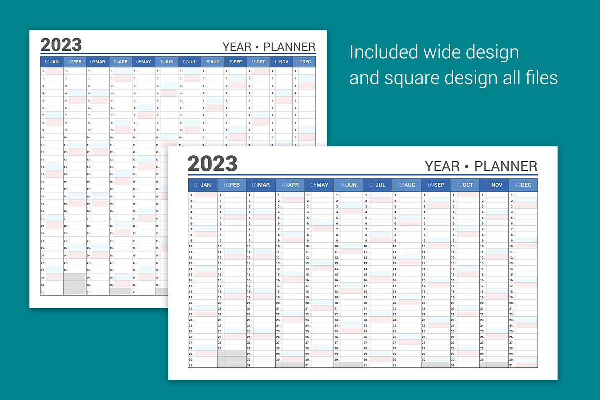 Calendar 2023 Planner Simple Style, a Stationery Template by WORAKAMON ...