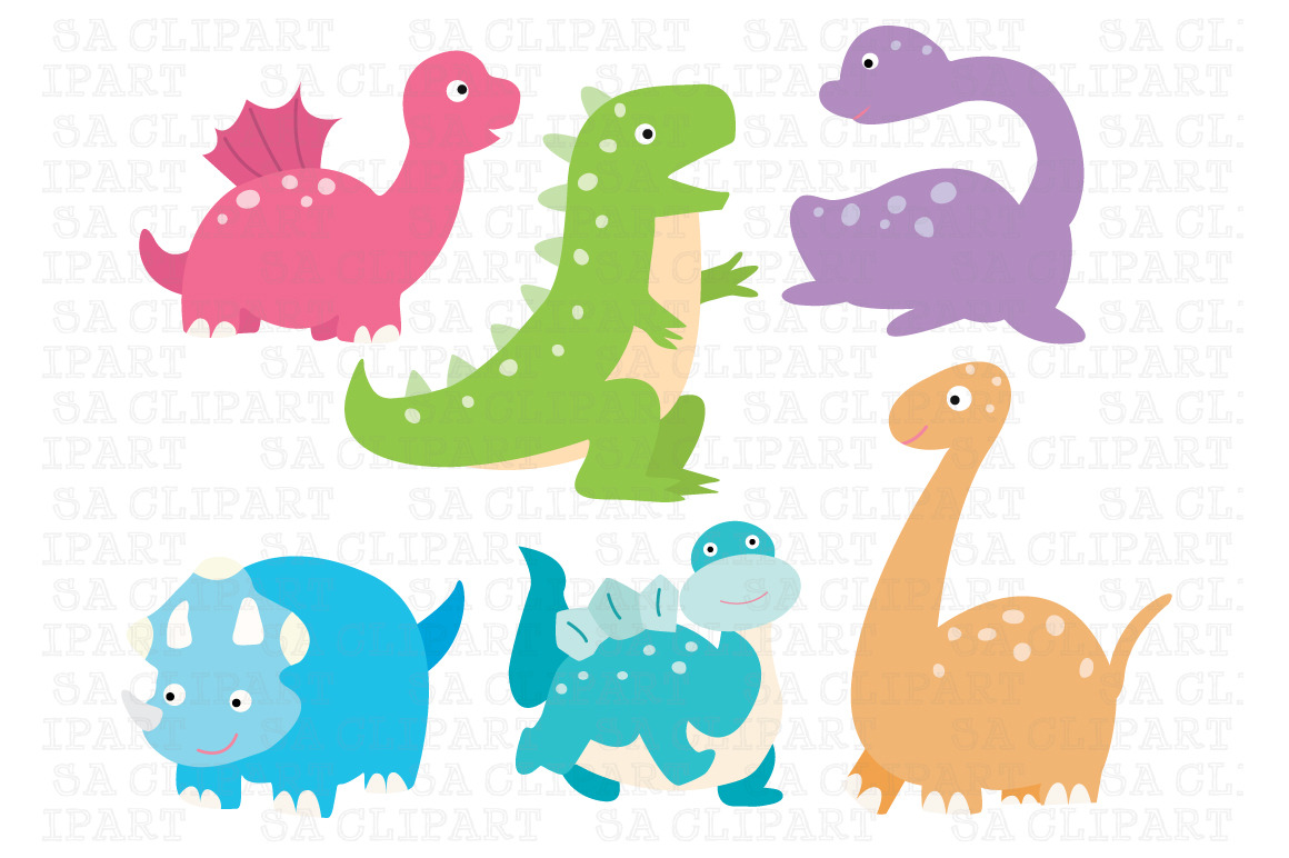 Dinosaurs Clip Art, an Illustration by SA ClipArt