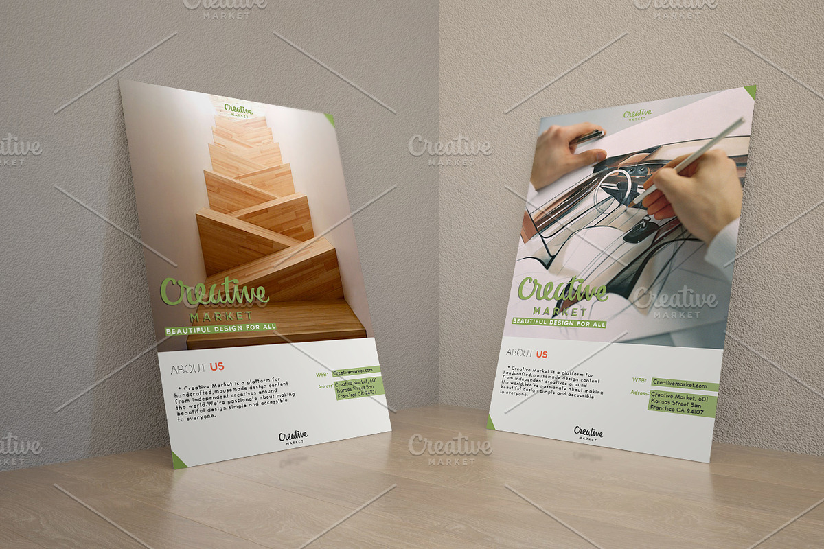 Realistic Flyer Mock Up, a Print Template by RgraphicsDesign