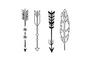 Tribal arrows set, black vintage, an Object Graphic by TopVectors