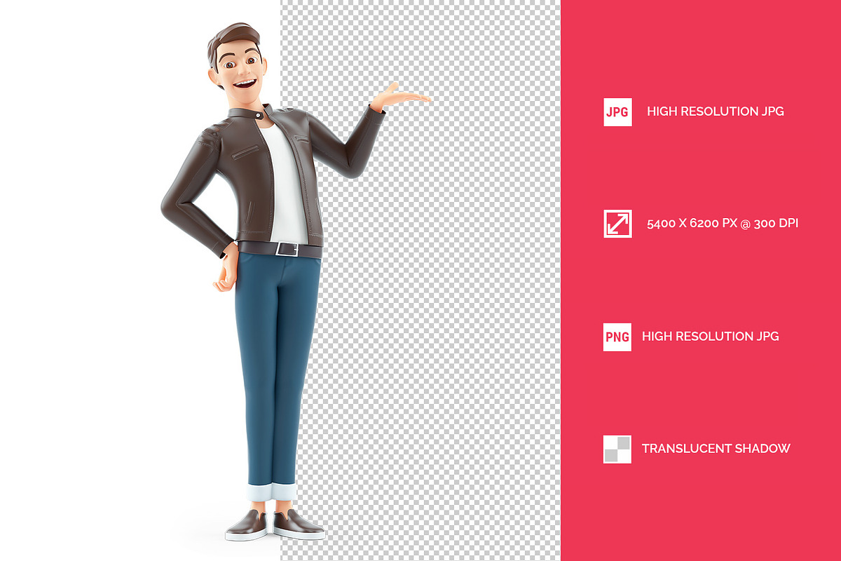 3D Cartoon Man Showing Something wit, a Person Illustration by 3DMask ...