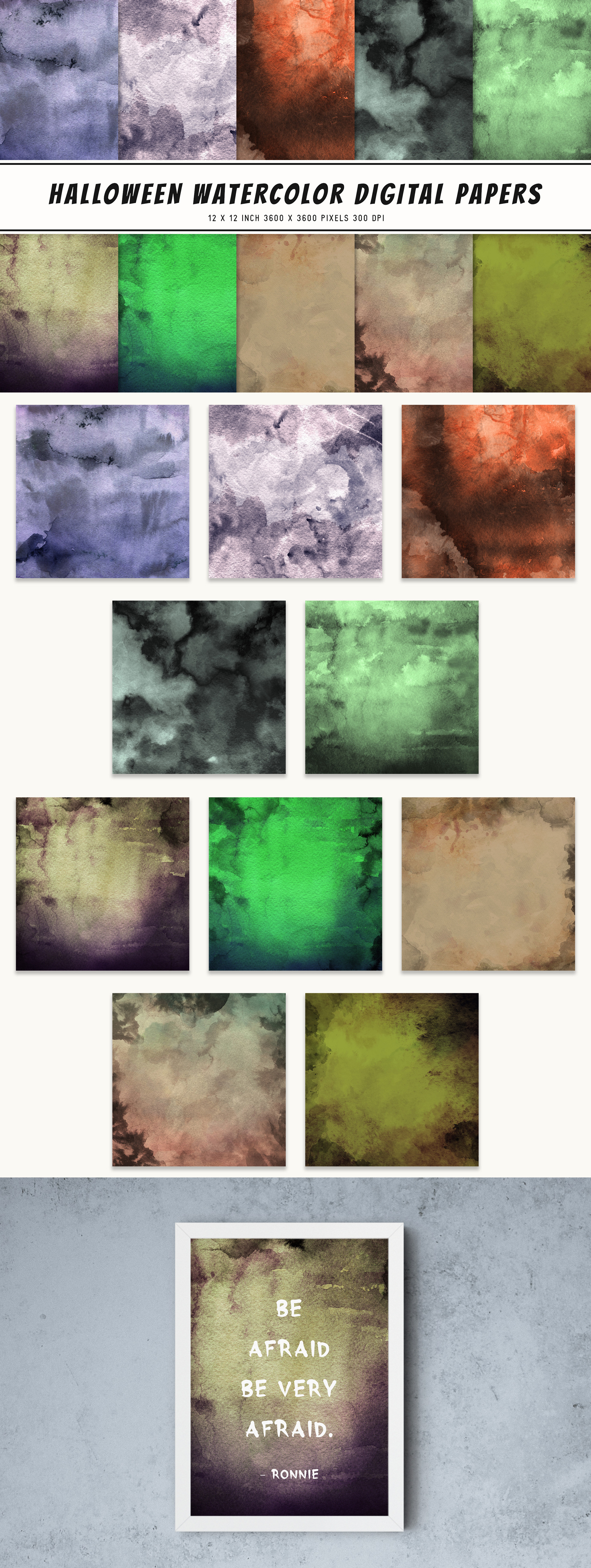Halloween Watercolor Digital Papers