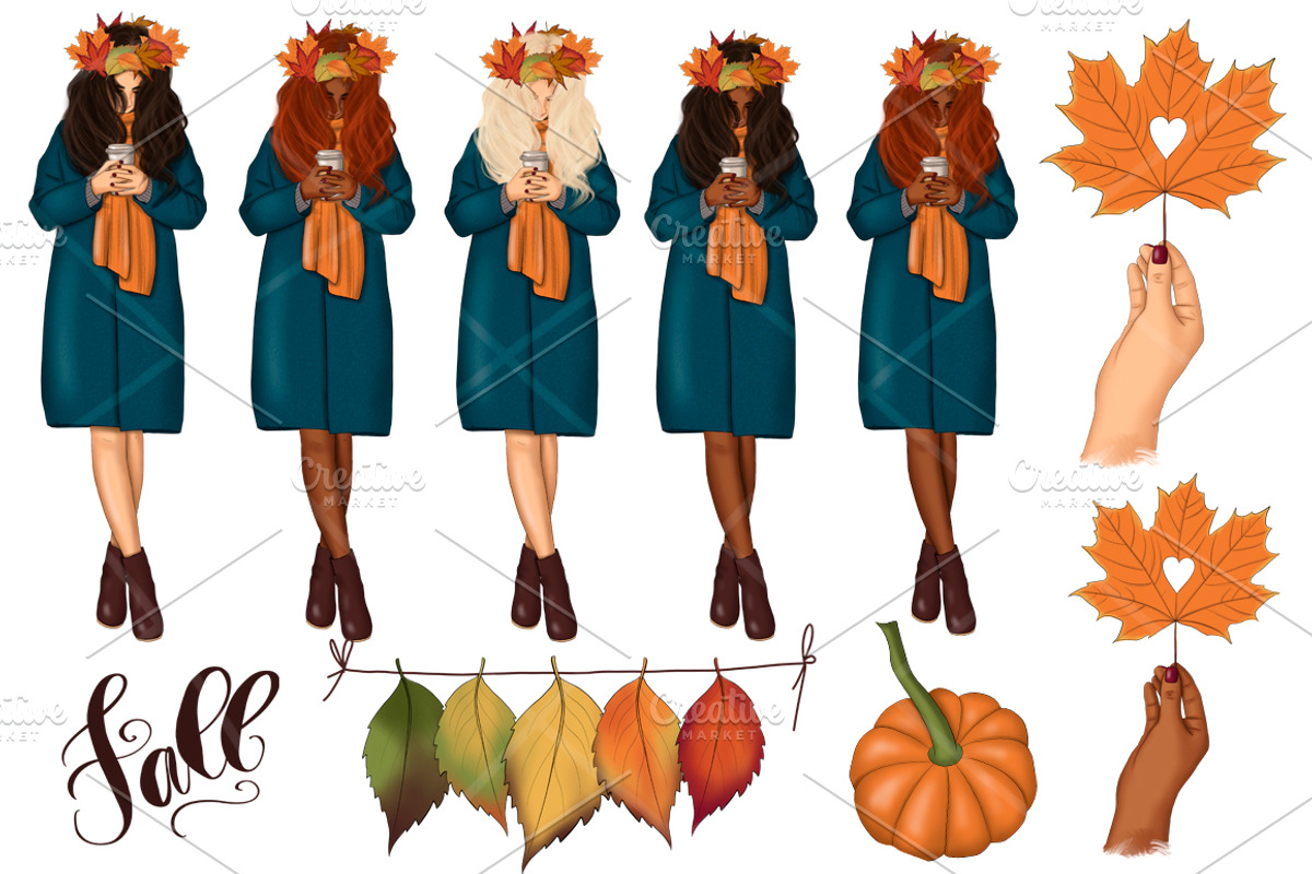 Falling Into Fall Clipart & Patterns, an Object Illustration by Tanya Kart