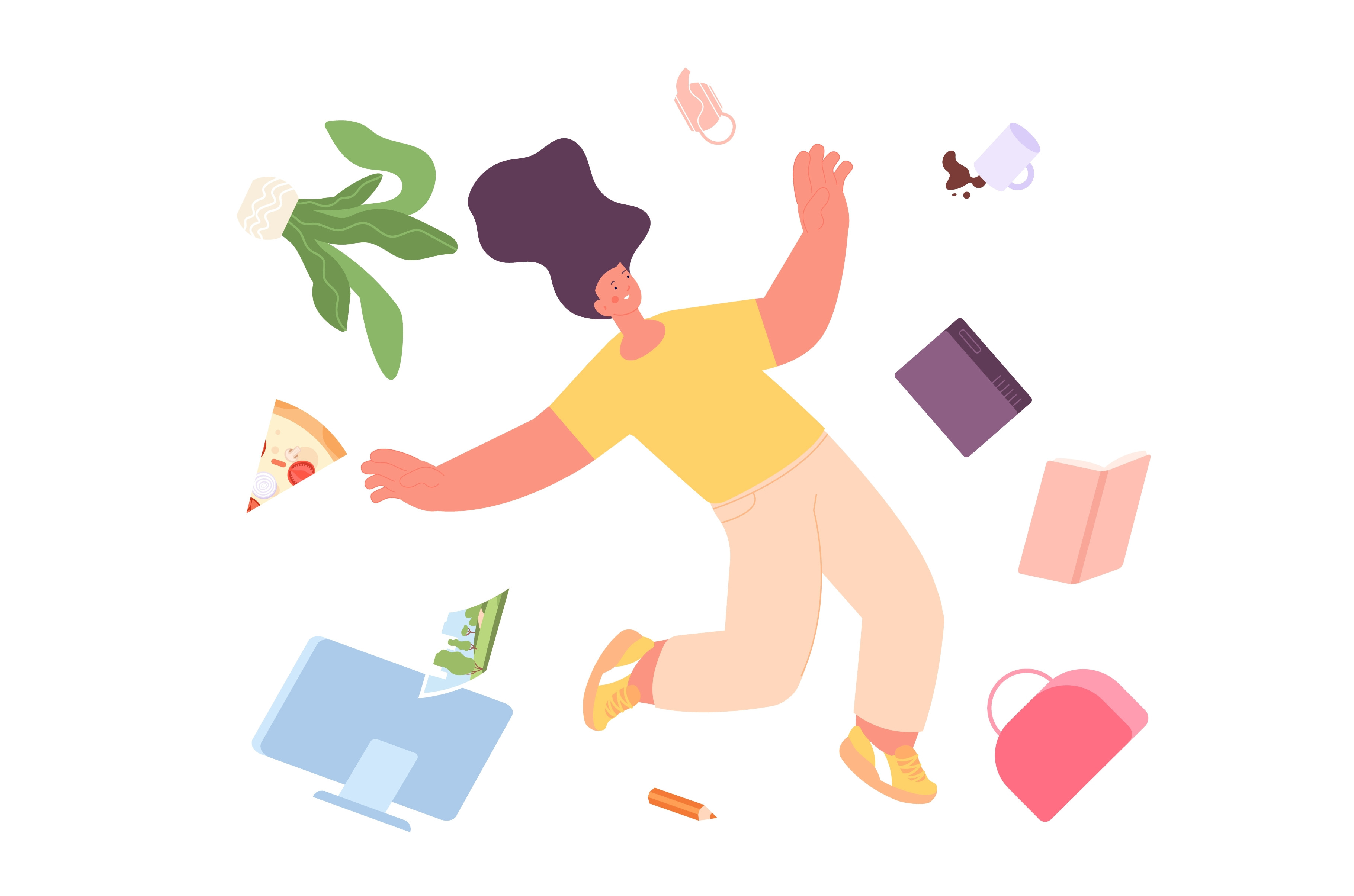 Woman falling down with different, a Background Graphic by Valerie ...