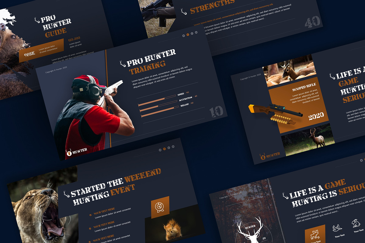 Hunter Hunting PowerPoint Template, a Presentation Template by RRGraph