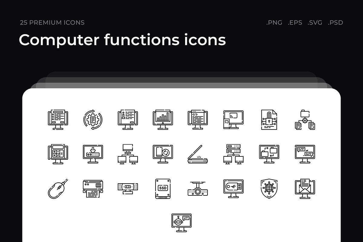 Computer functions icons, an Outline Icon by Wencory