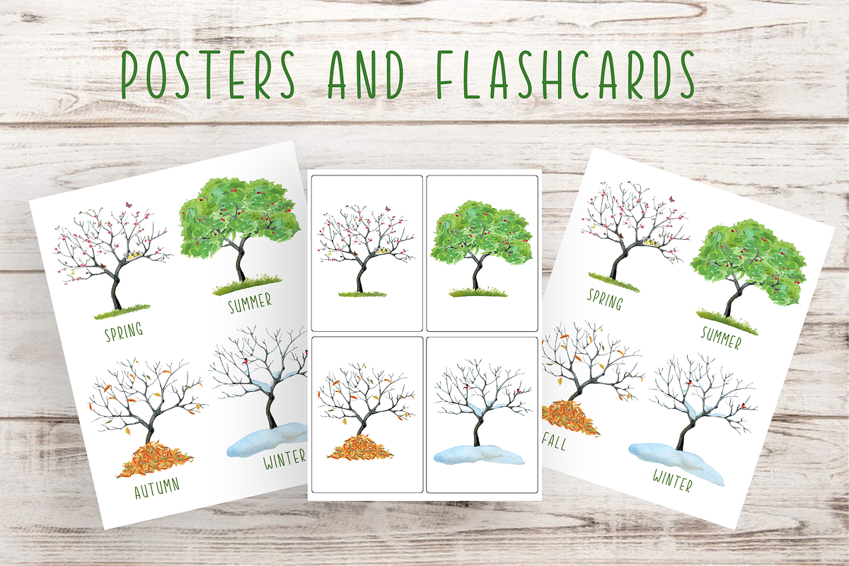 Four Seasons Clip Art Set, an Education Illustration by Tati Bordiu