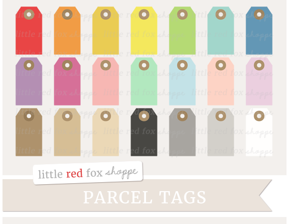 Parcel Tag Clipart, a Work Illustration by Little Red Fox Shoppe